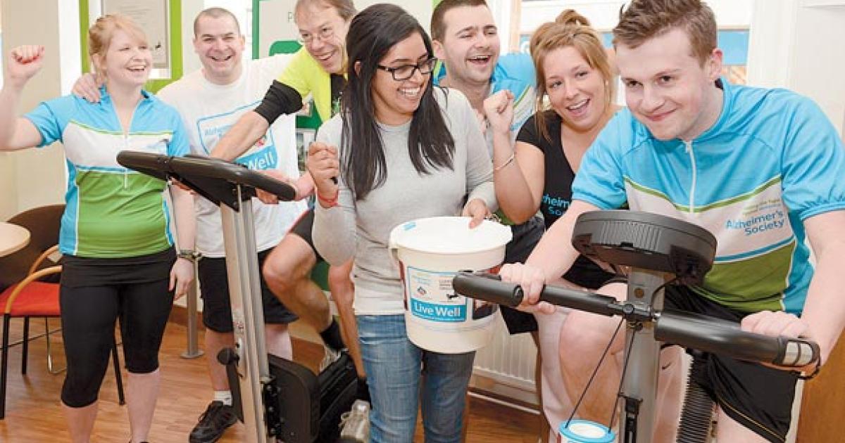 Staff at Lloyds TSB take part in indoor charity cycle - Maidenhead ...